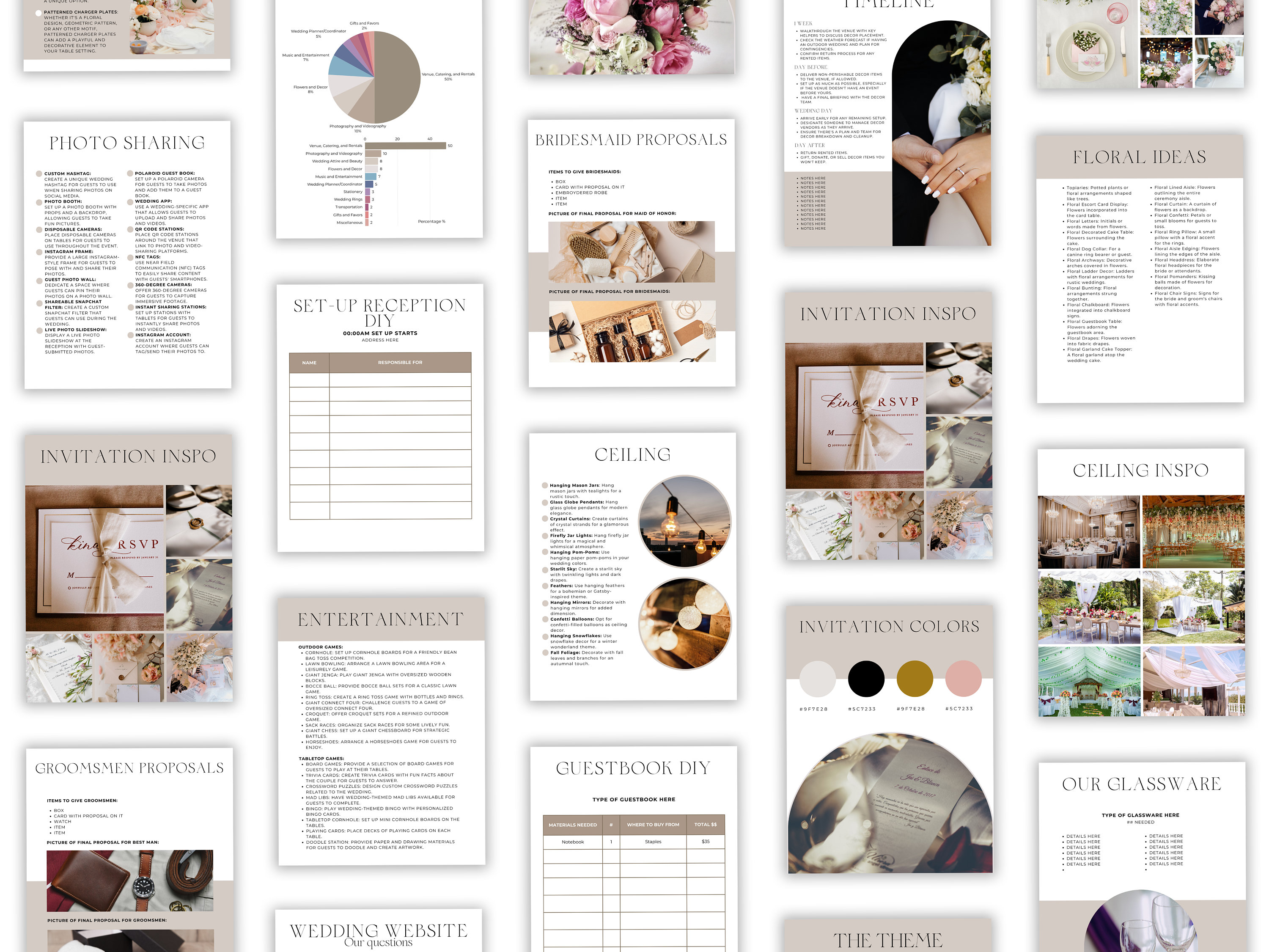 The Ultimate Wedding Decor Planner Template, Canva, DIY Wedding ...