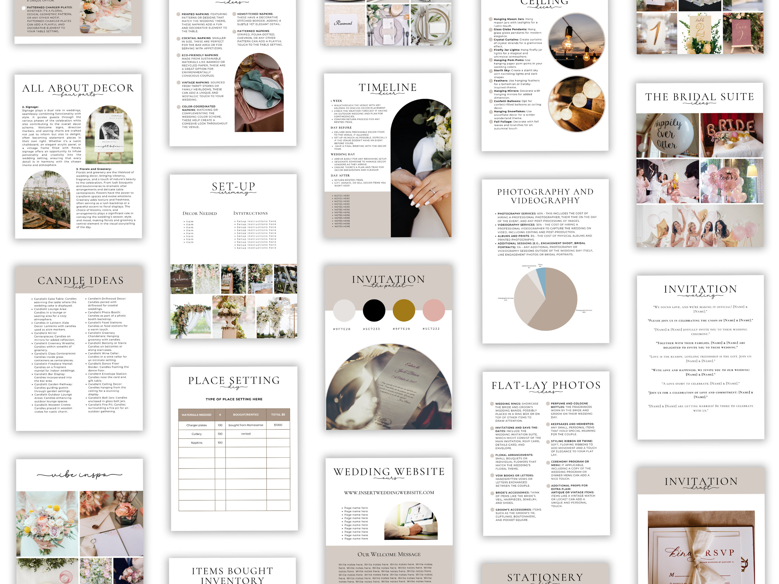 The Ultimate Wedding Decor Planner Template, Canva, DIY Wedding ...