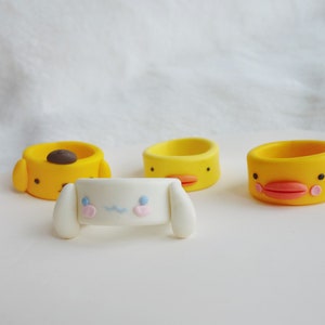 GIRL CUTE Rings,chunky Polymer Clay Animal Ring,minimalist Rings, Light ...