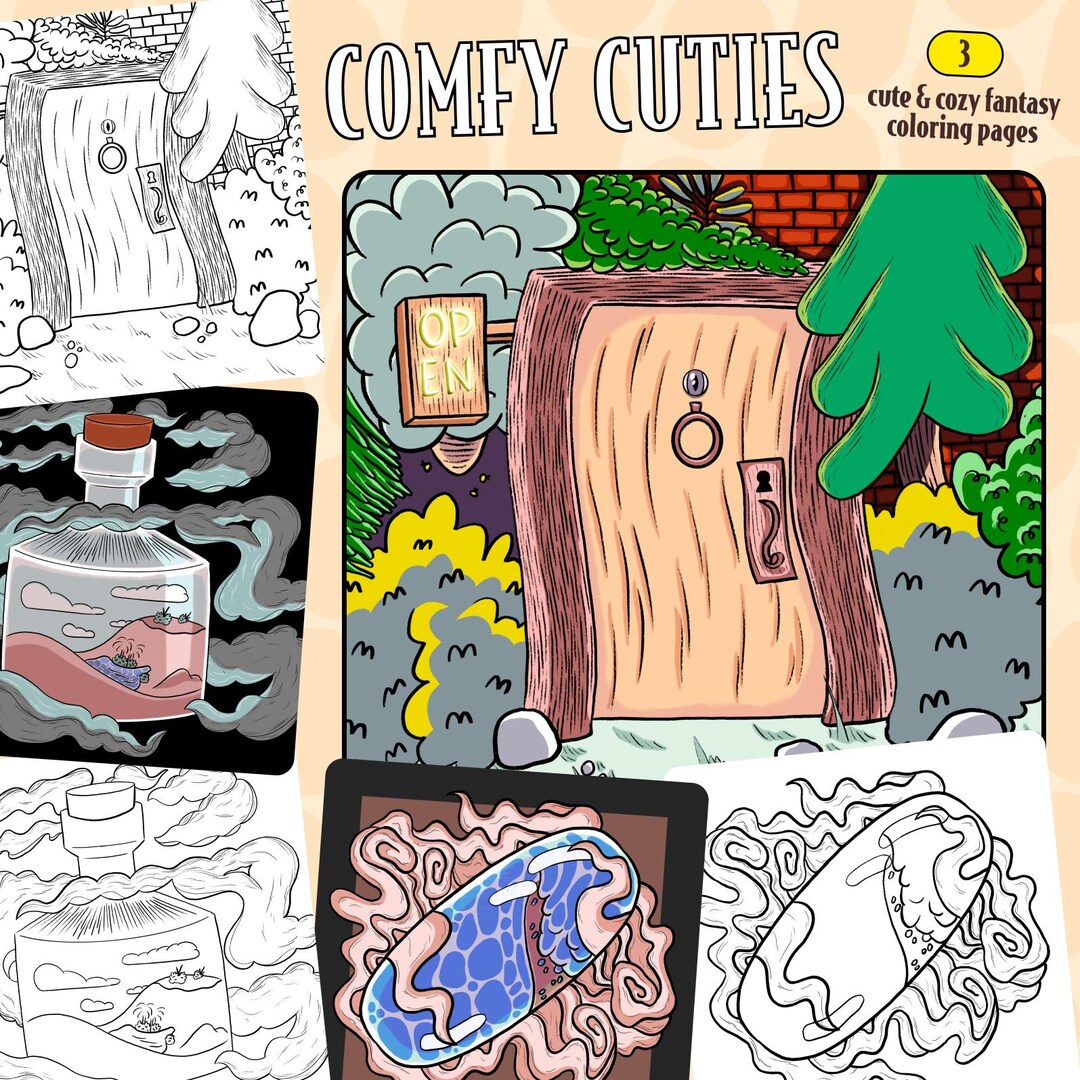 Comfy Cozy Coloring Pages Coloring Book Fantasy Coloring - Etsy