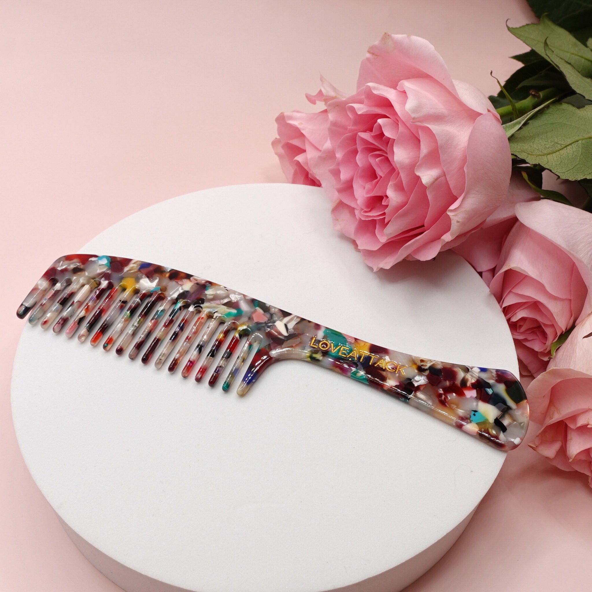 Tortoise Shell Long Handled Wide Tooth Comb Resin Comb - Etsy