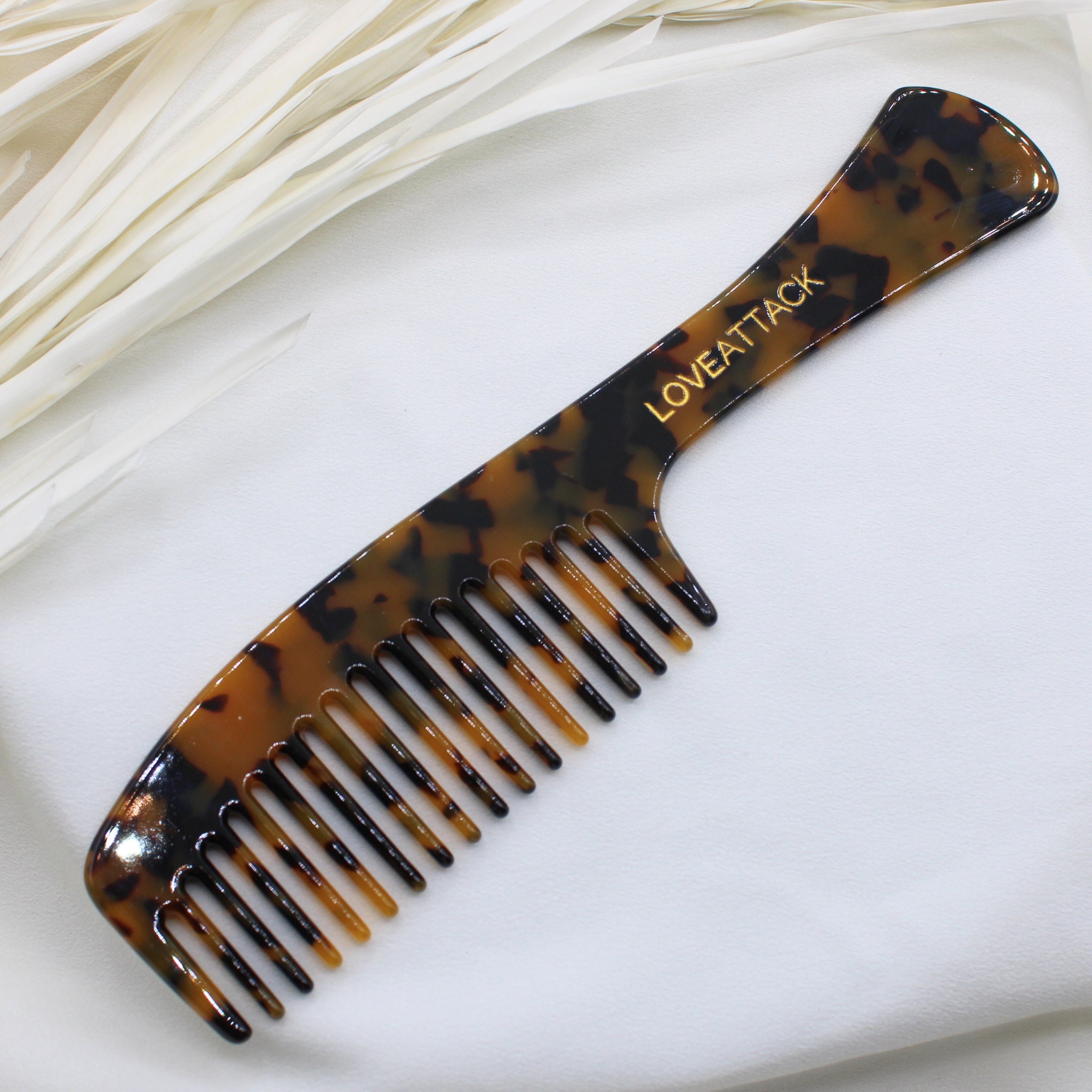 Tortoise Shell Long Handled Wide Tooth Comb Resin Comb - Etsy
