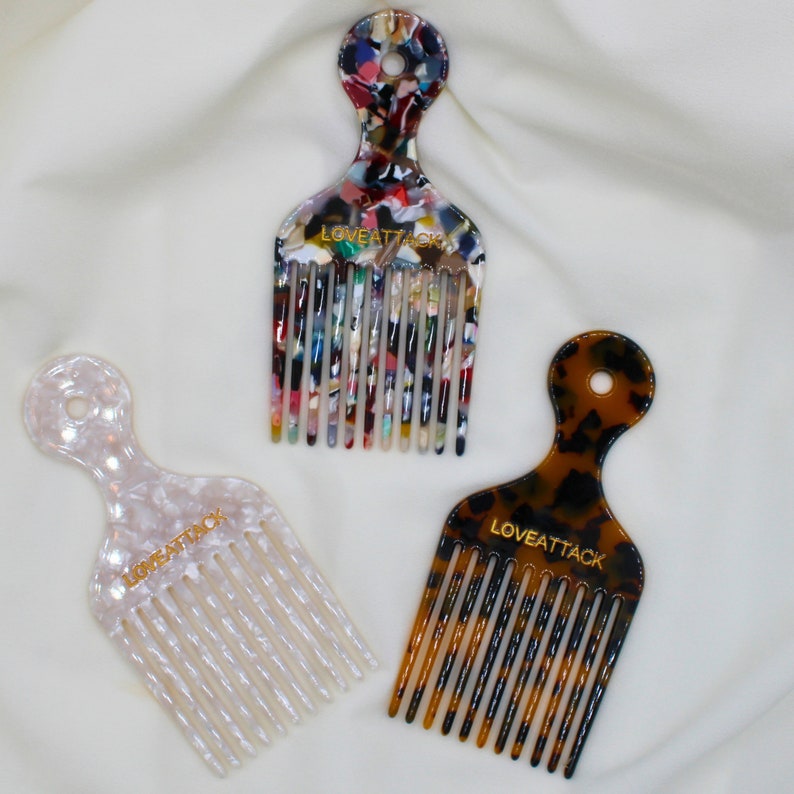 Cellulose Acetate Hair Pick Style Comb Curly, Afro, Detangling Hair ...