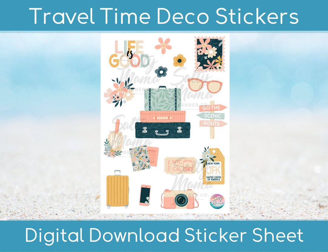 Travel Time Digital Download Printable Planner and Journal Stickers ...