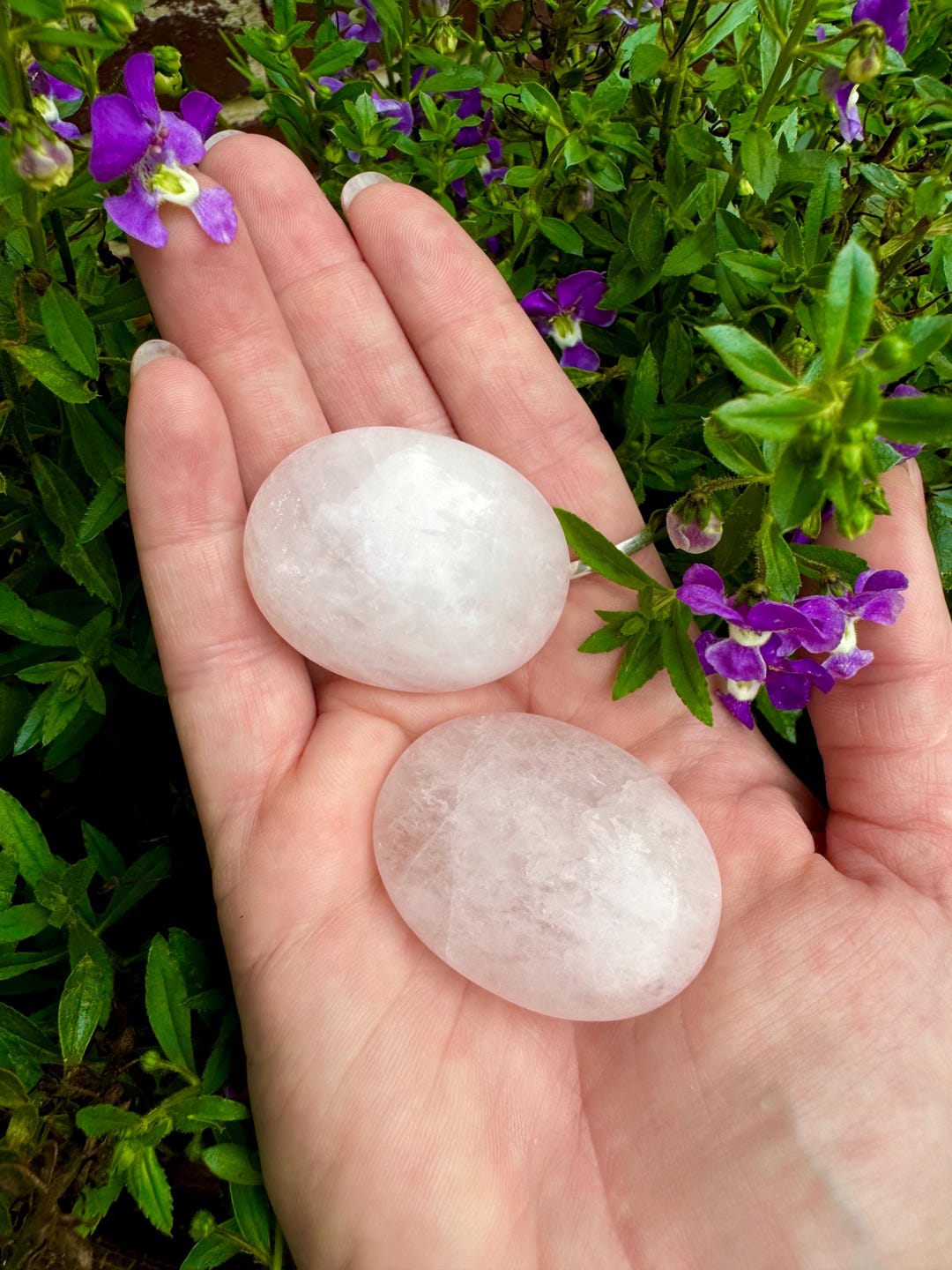 Small Pale Rose Quartz Palm Stone Light Pink Pocket Stone Free Gift ...