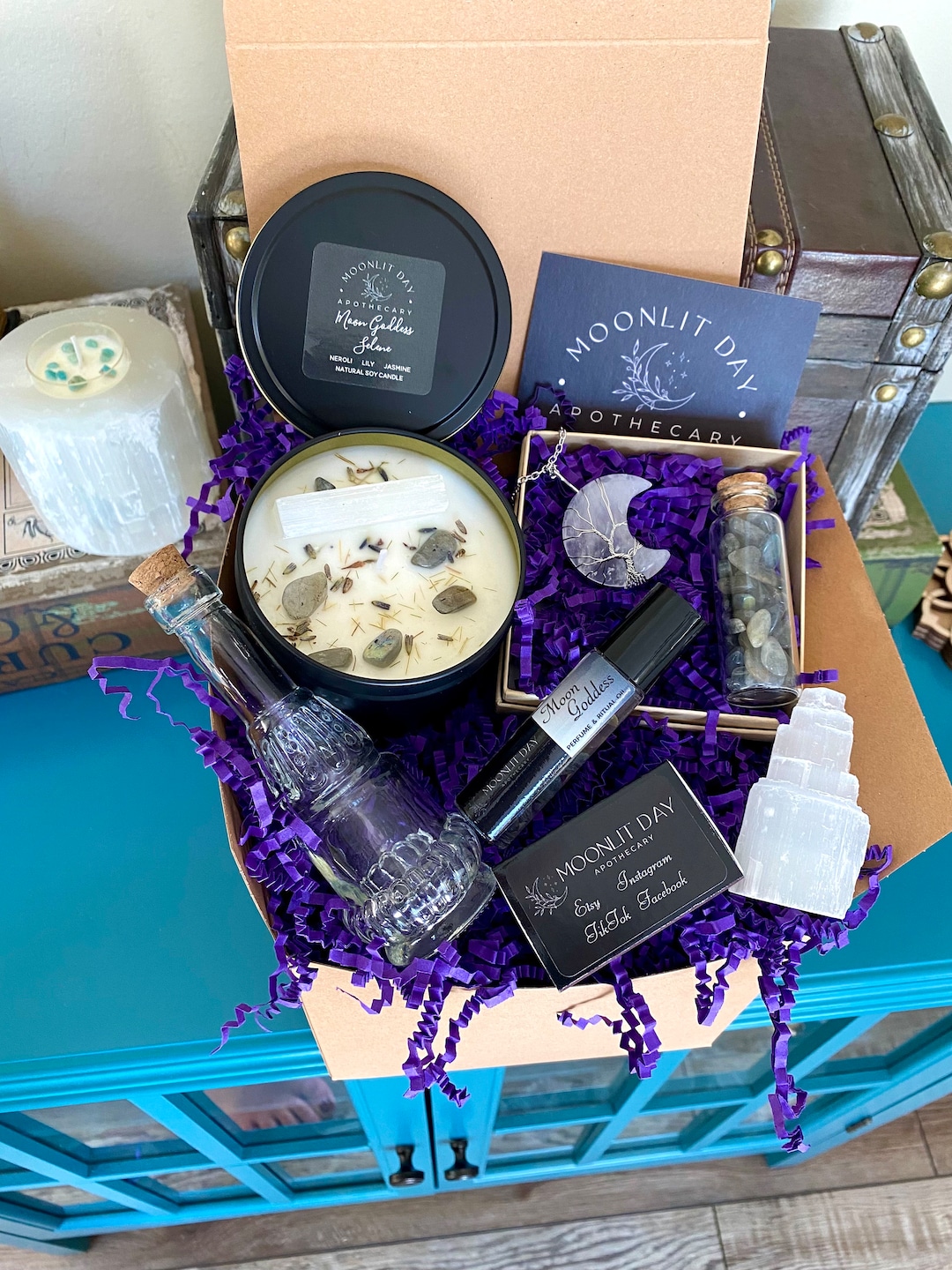Moon Goddess Full Moon Gift Box Selene Moon Candle Perfume Oil Ritual ...