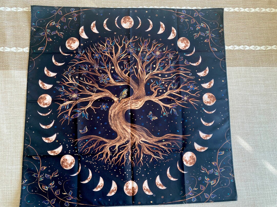 Tree of Life Moon Phase Altar Cloth Boho Tarot Cloth Free Gift - Etsy