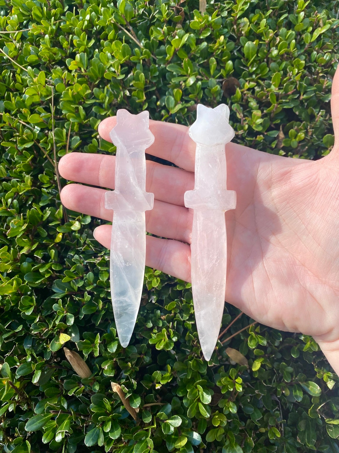 Pale Rose Quartz Rustic Wiccan Ritual Athame Dagger Knife Sword Natural ...