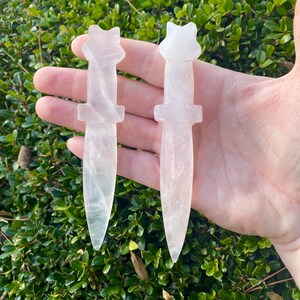 Pale Rose Quartz Rustic Wiccan Ritual Athame Dagger Knife Sword Natural ...