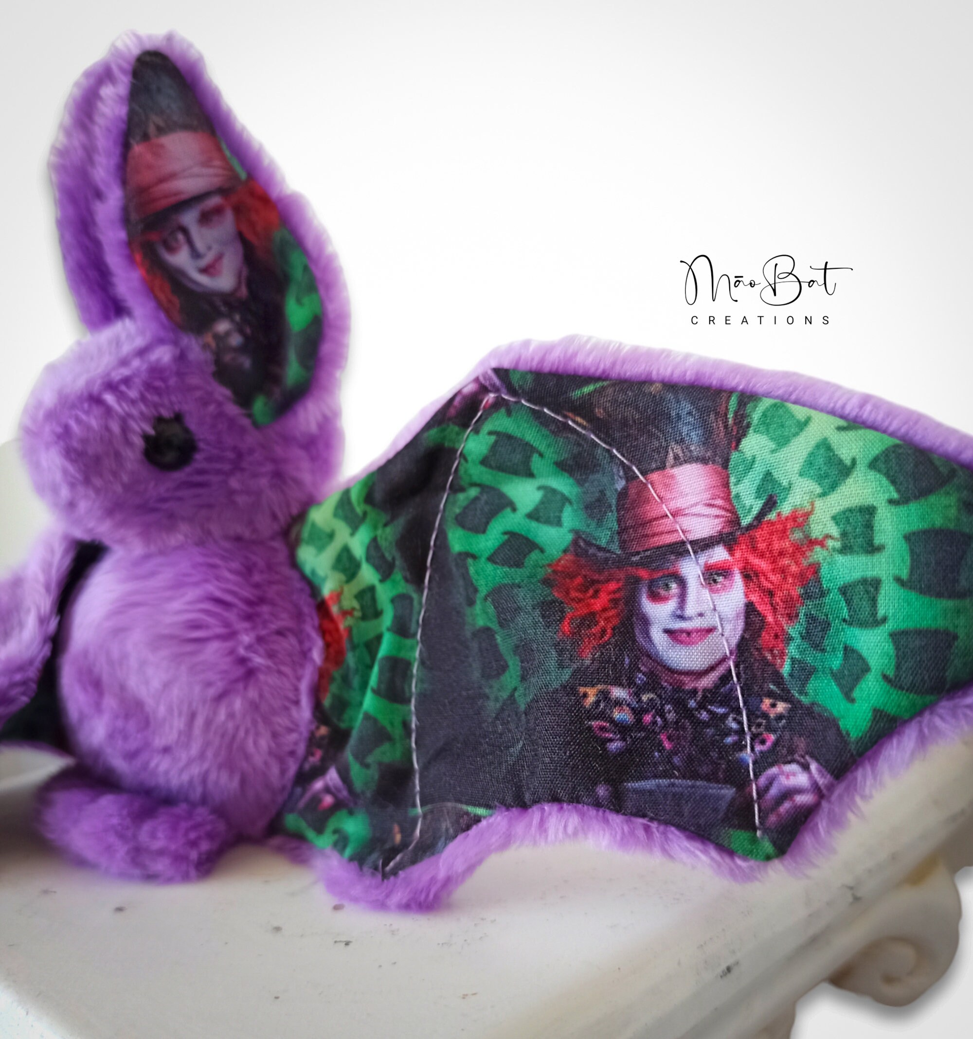 Bat Plush Mad Hatter Print Cute Bat Stuffed Animal - Etsy