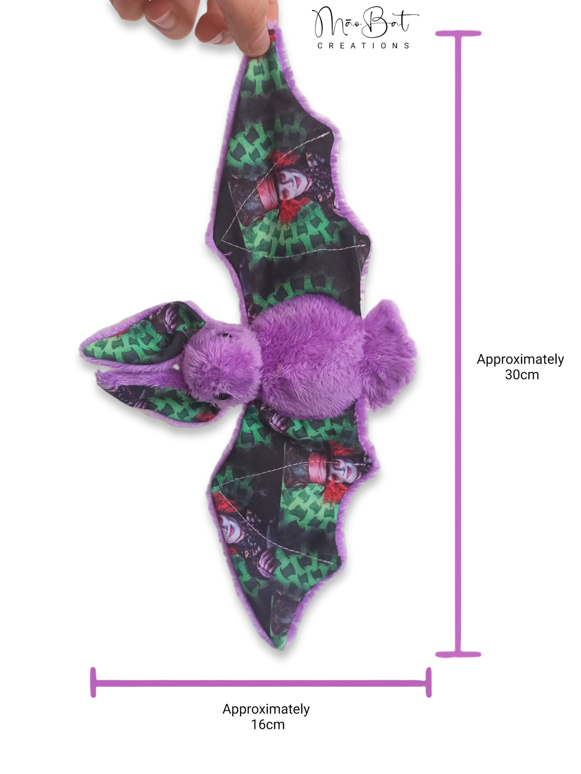 Bat Plush Mad Hatter Print Cute Bat Stuffed Animal - Etsy