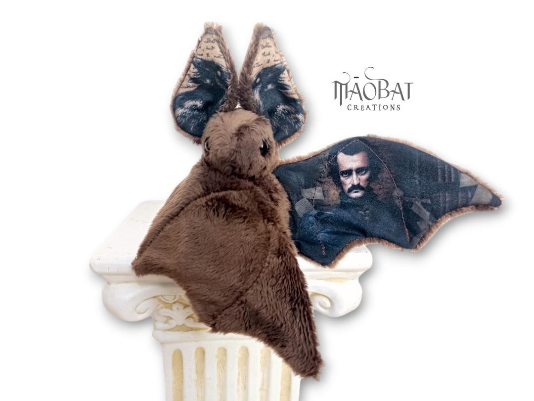Bat Plush: Edgar Allan Poe & the Raven Print, Stuffed Animal - Etsy