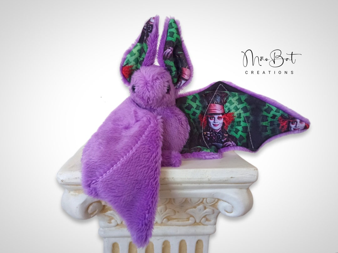 Bat Plush Mad Hatter Print Cute Bat Stuffed Animal - Etsy