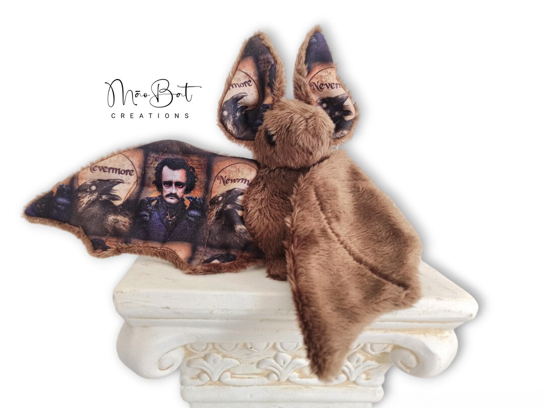Bat Plush Edgar Allan Poe & the Raven Print Cute Bat Stuffed Animal - Etsy