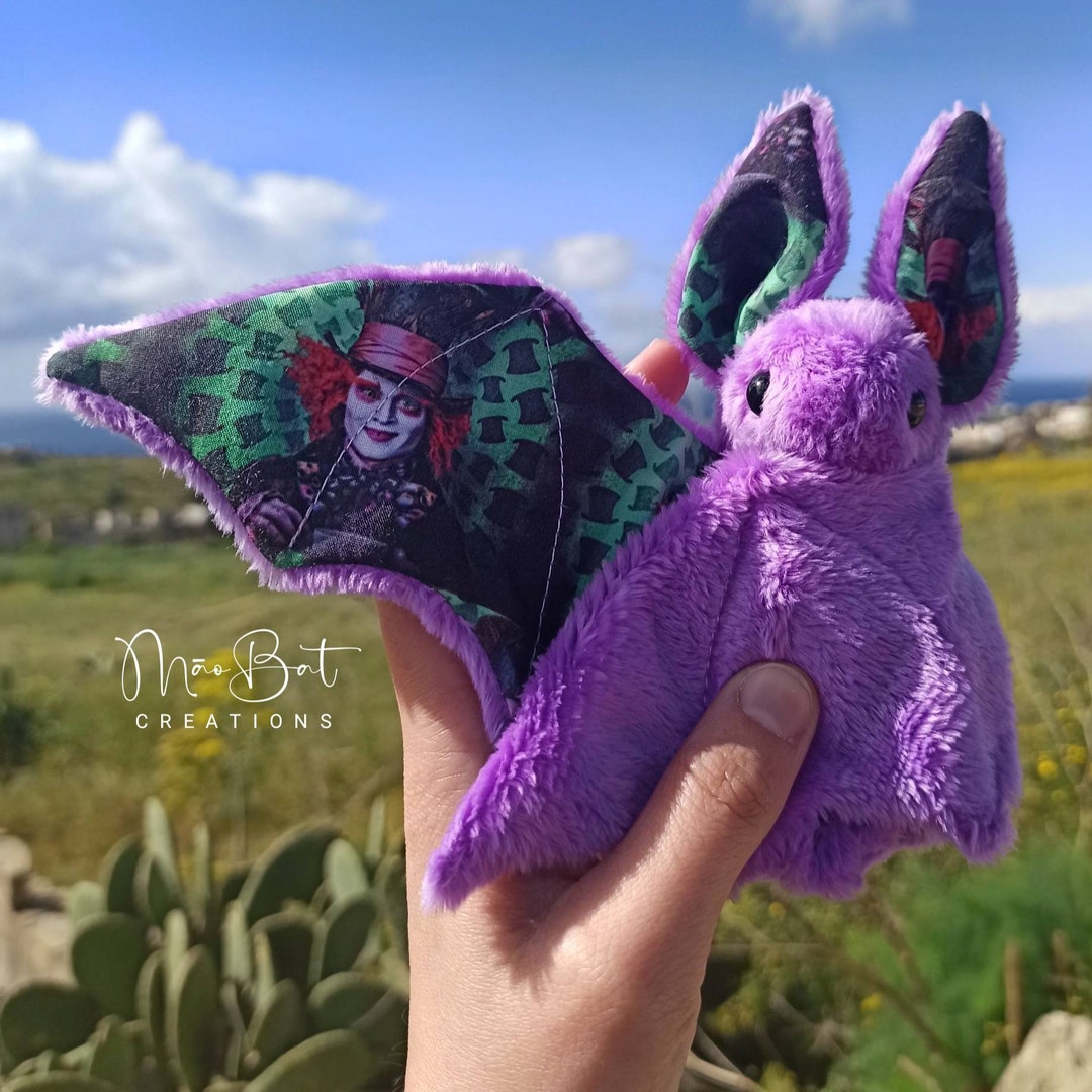 Bat Plush Mad Hatter Print Cute Bat Stuffed Animal - Etsy