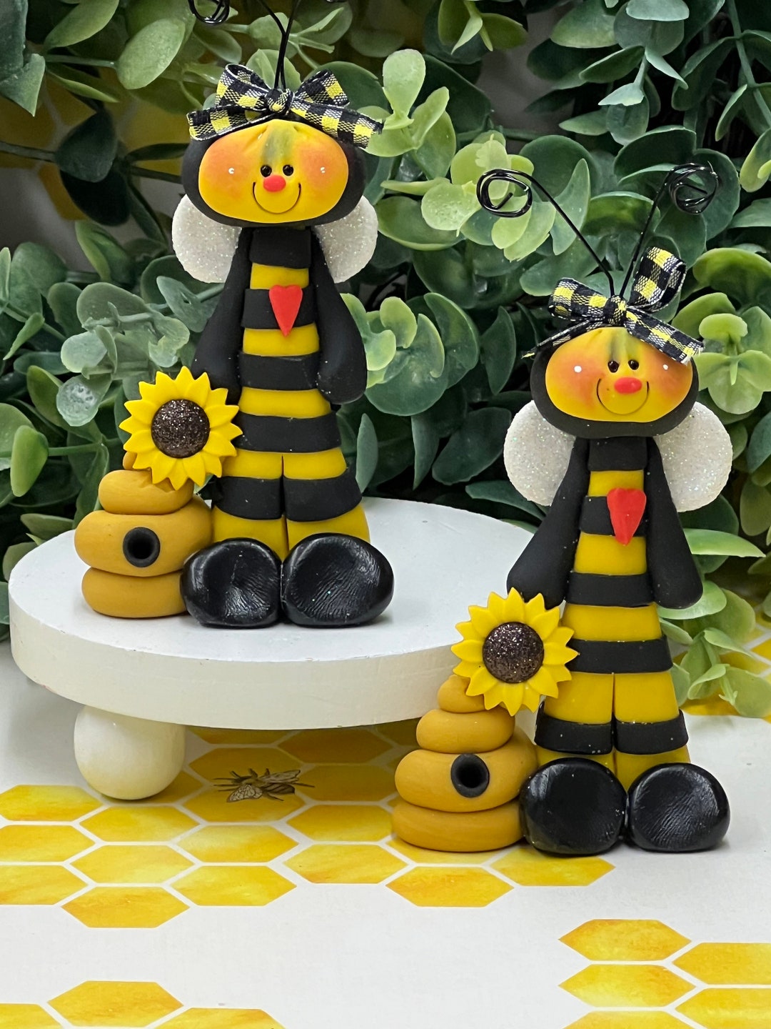Clay Bee, Bee Decor, Tiered Tray Decor, Rae Dunn Displays, Clay Figures ...
