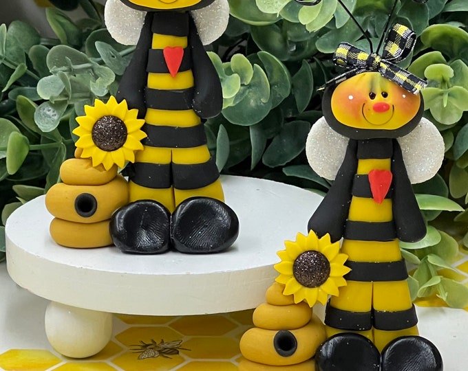 Clay Bee, Bee Decor, Tiered Tray Decor, Rae Dunn Displays, Clay Figures ...