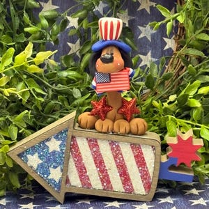 Clay Dog, Patriotic Dog, Firecracker Decor, Firecracker Dog, Tired Tray ...
