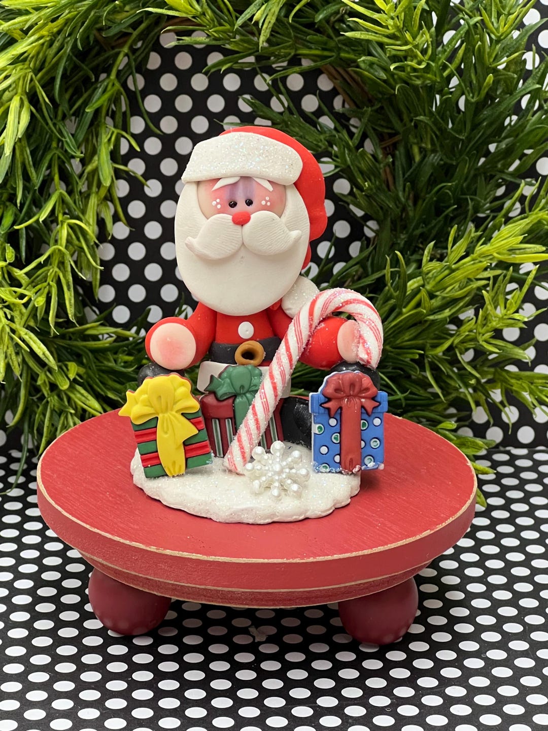 Santa Clay Figure, , Tiered Tray Decor, Christmas Decor, Clay Figures ...