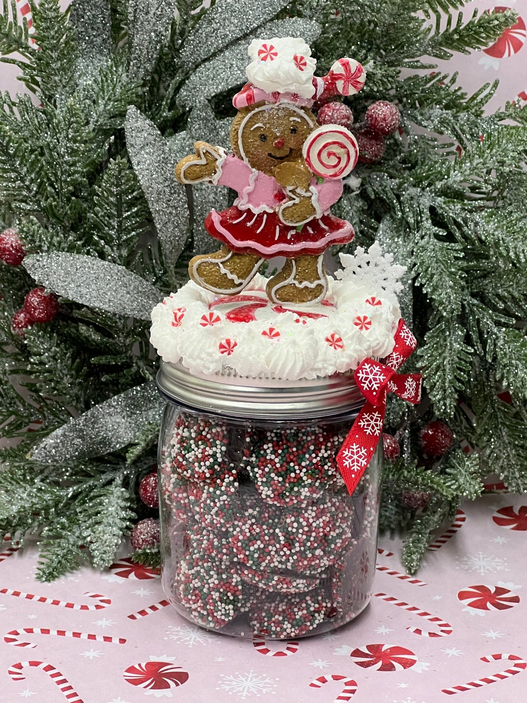 Gingerbread Girl Candy Jar: Christmas Holiday Decor - Etsy