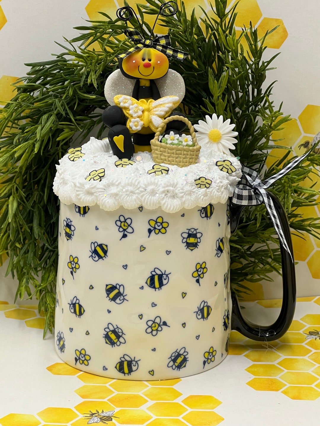 Bee Centerpiece, Tiered Tray Decor, Bee Decor, Clay Bee, Butterfly ...