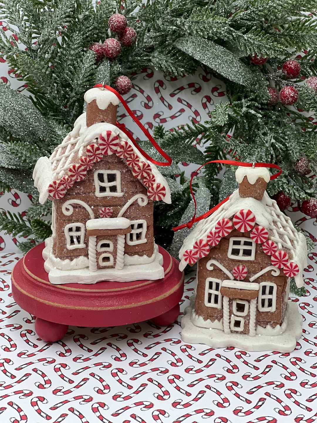 Gingerbread House Clay Ornament: Holiday Tree Decor - Etsy