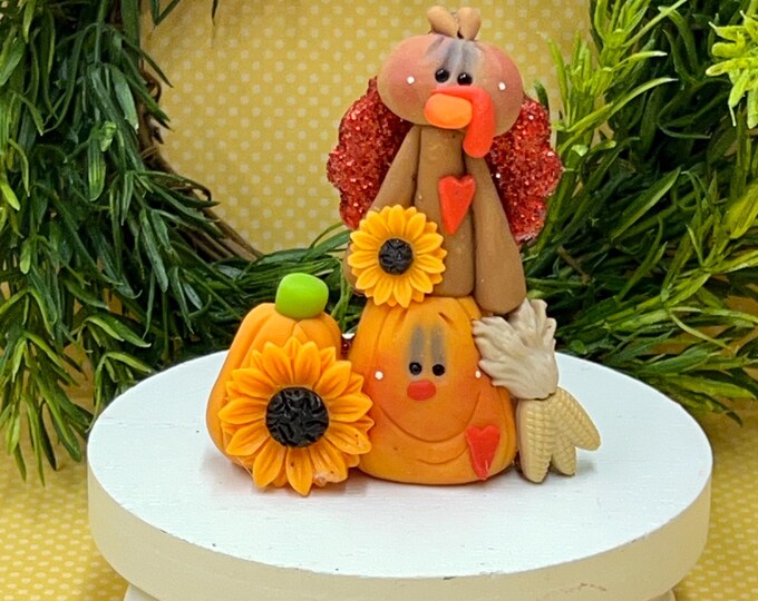 Thanksgiving Decor, Clay Figure, Turkey Decor, Clay Turkey, Tiered Tray ...