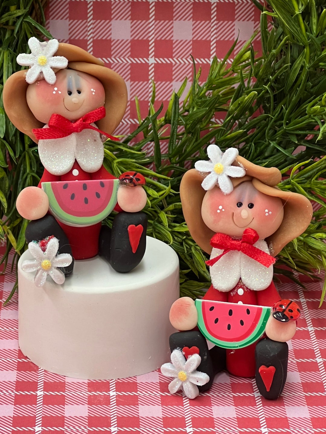 Clay Summer Figure, Clay Watermelon Decor, Tiered Tray Decor, Photo ...