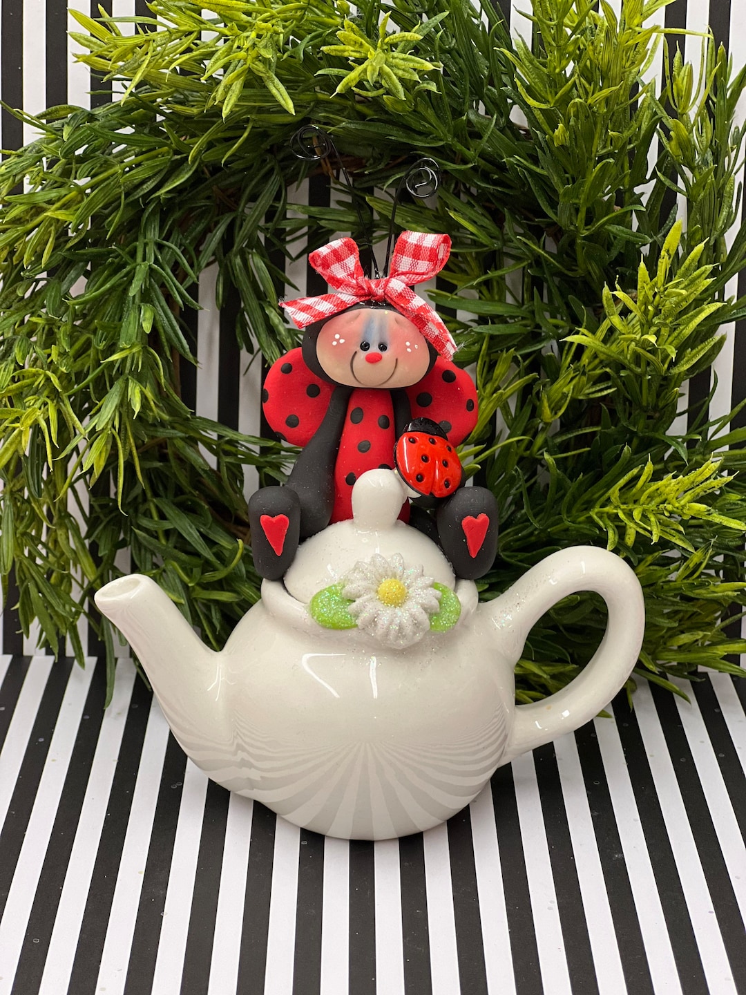 Ladybug Decor, Ladybug Tea Pot, Summer Decor, Summer Table Decoration ...