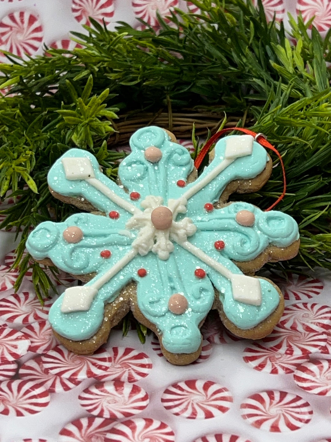 Snowflake Clay Ornament, Snowflake Cookie, Christmas Cookie, Clay ...