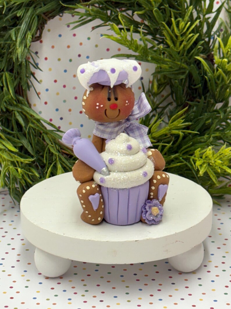 Gingerbread Clay Figure: Baker Decorating Cupcake - Etsy