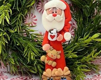 Clay Santa Doll With Antique Toy and Wreath - Etsy