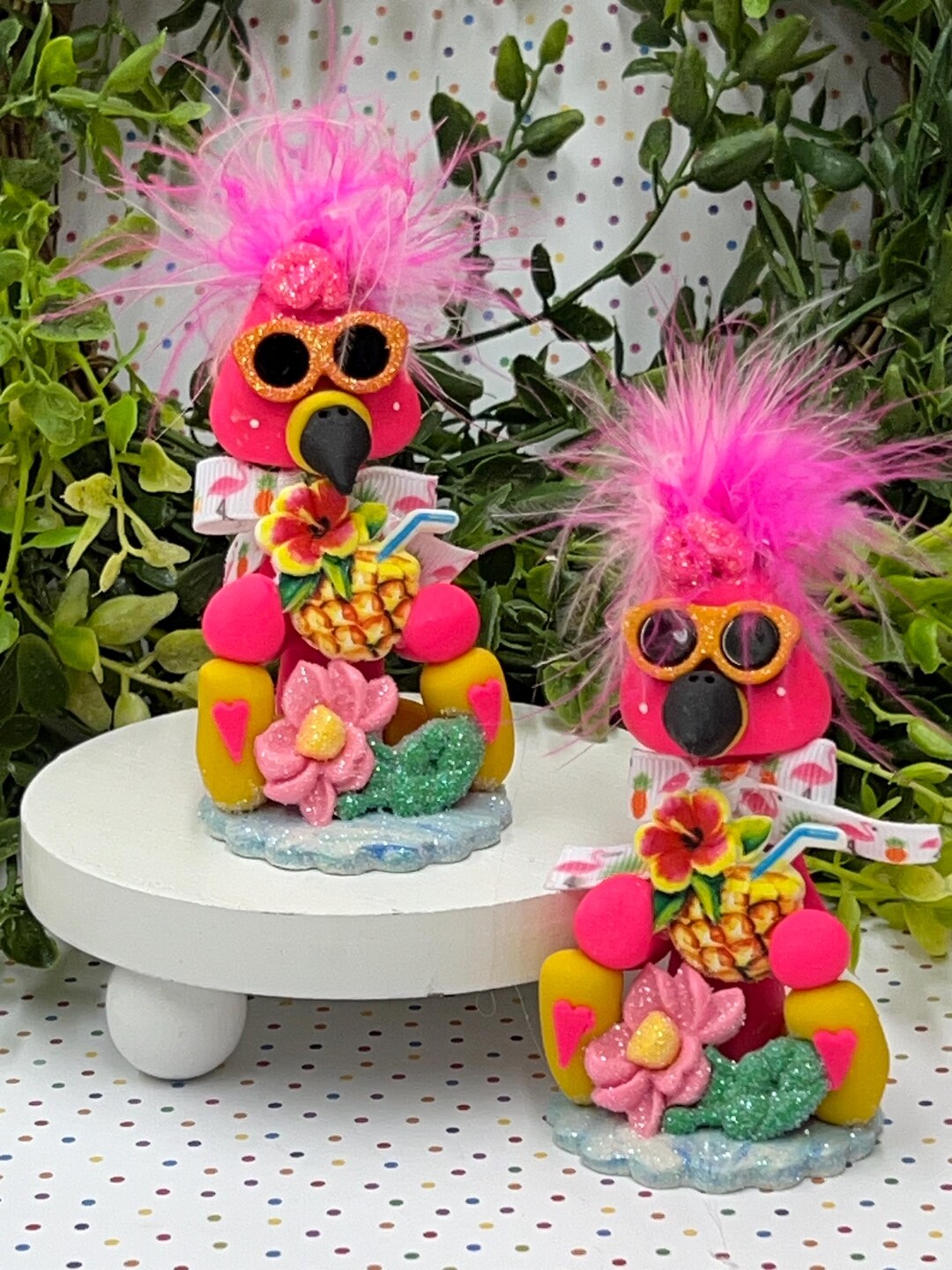 Flamingo Clay Figure, Clay Figure, Beach Theme, Tiered Tray Decor ...