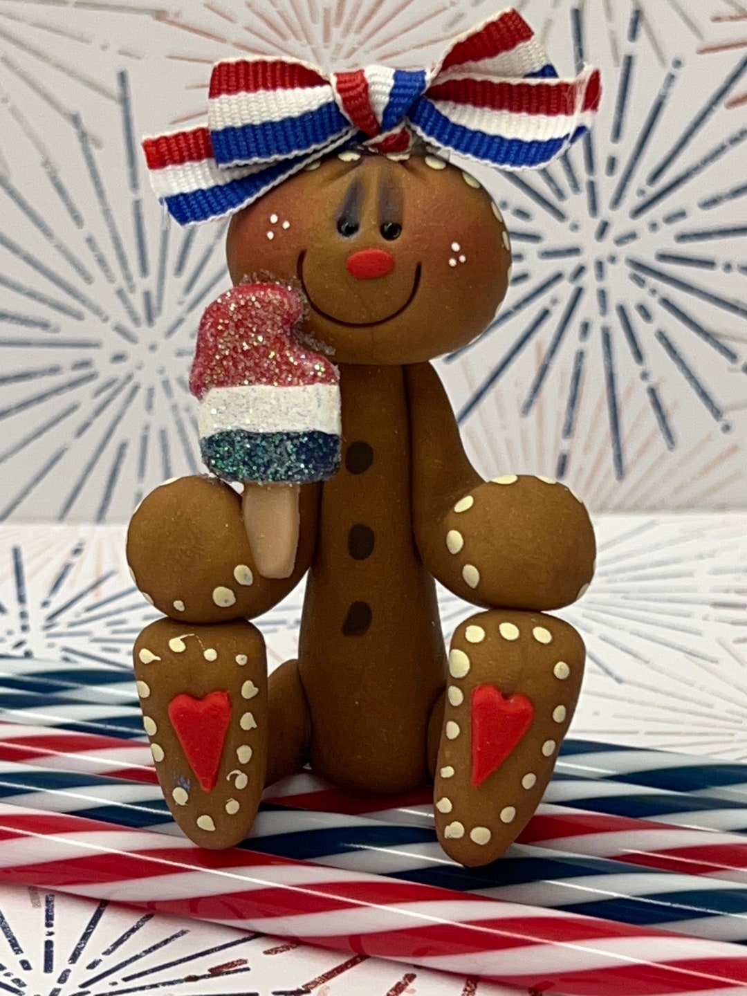 Patriotic Clay Figure, Gingerbread Patriotic, Fake Bake, Summer Decor ...