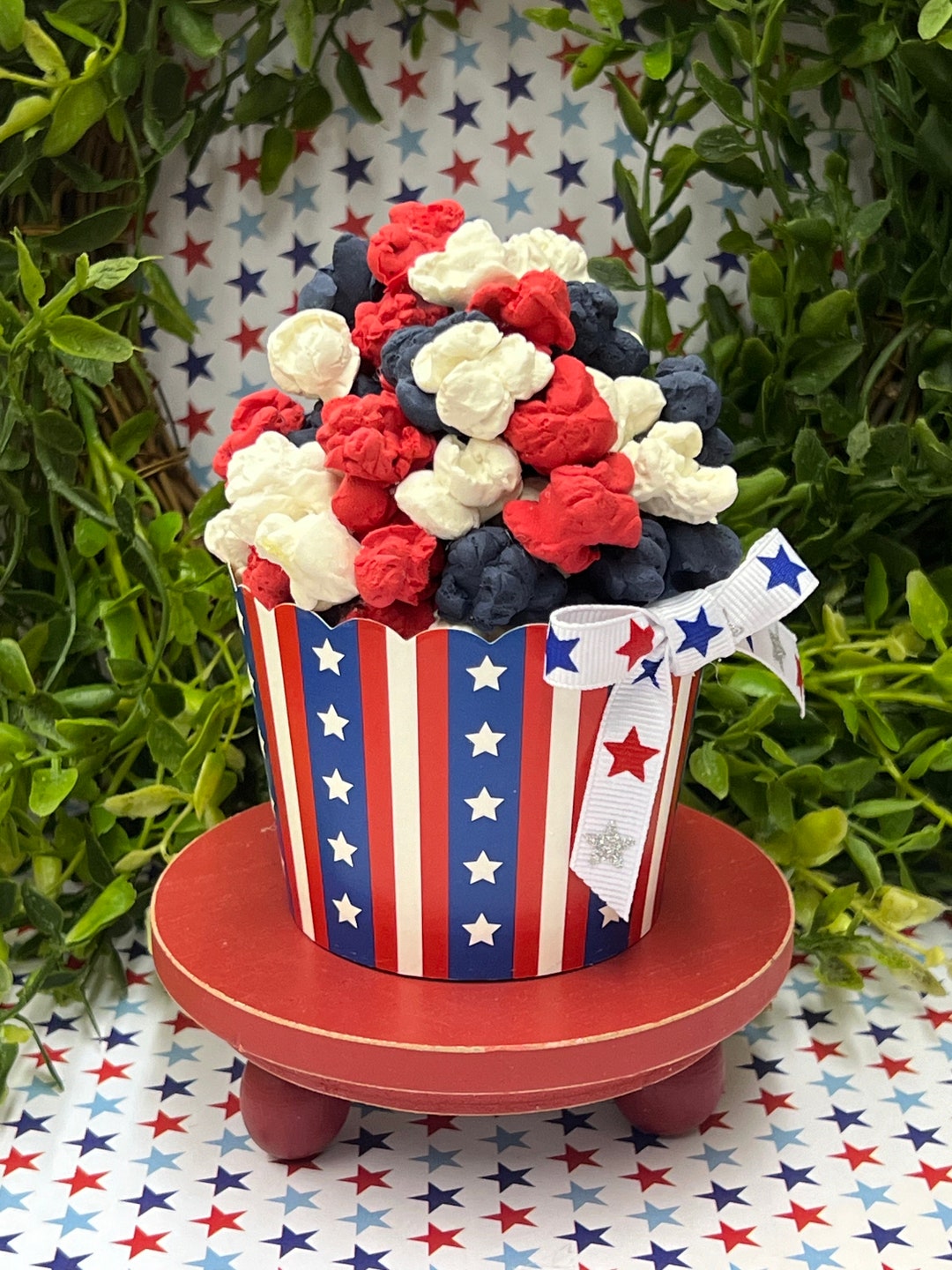Fake Popcorn, Popcorn Decor, Patriotic Decor, Patriotic Table Decor ...