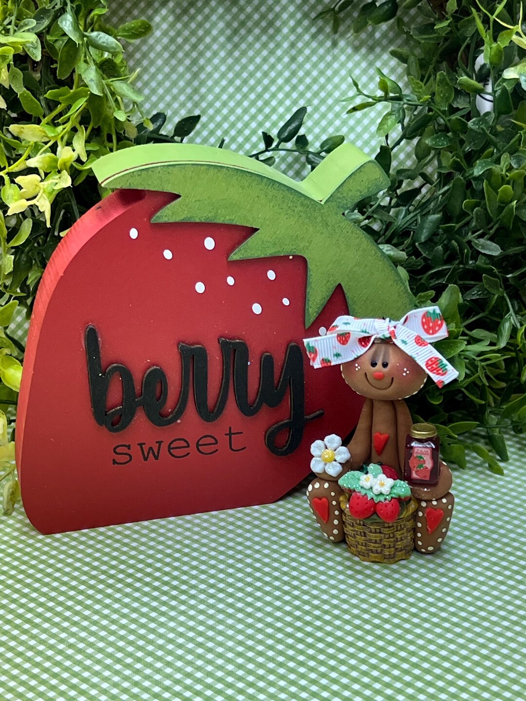 Clay Strawberry Figure, Strawberry Decor, Tiered Tray Decor, Basket ...