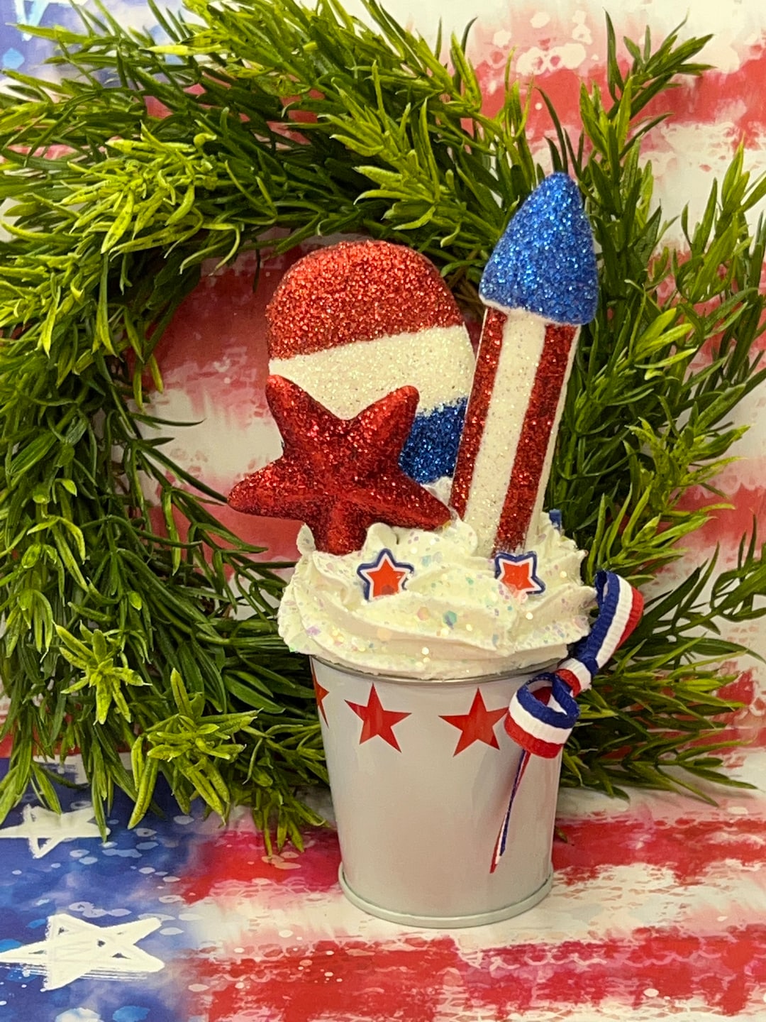 Patriotic Decor, Tiered Tray Decor, Photo Prop, Patriotic Centerpiece ...