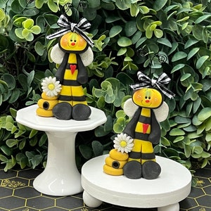Clay Bee, Bee Decor, Tiered Tray Decor, Rae Dunn Displays, Clay Figures ...