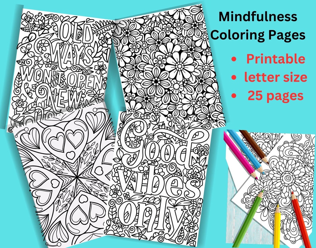 Mindfulness Printable Coloring Book, Intricate Adult and Teenage ...