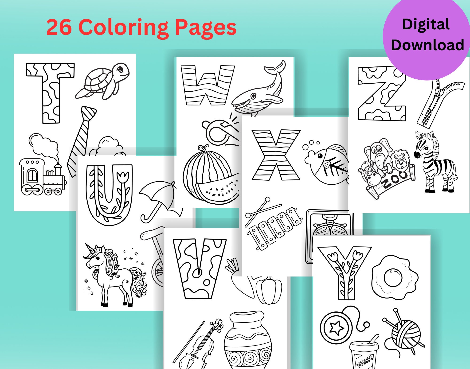 ABC Coloring Pages, Alphabet Learning Printable, Toddler Coloring ...