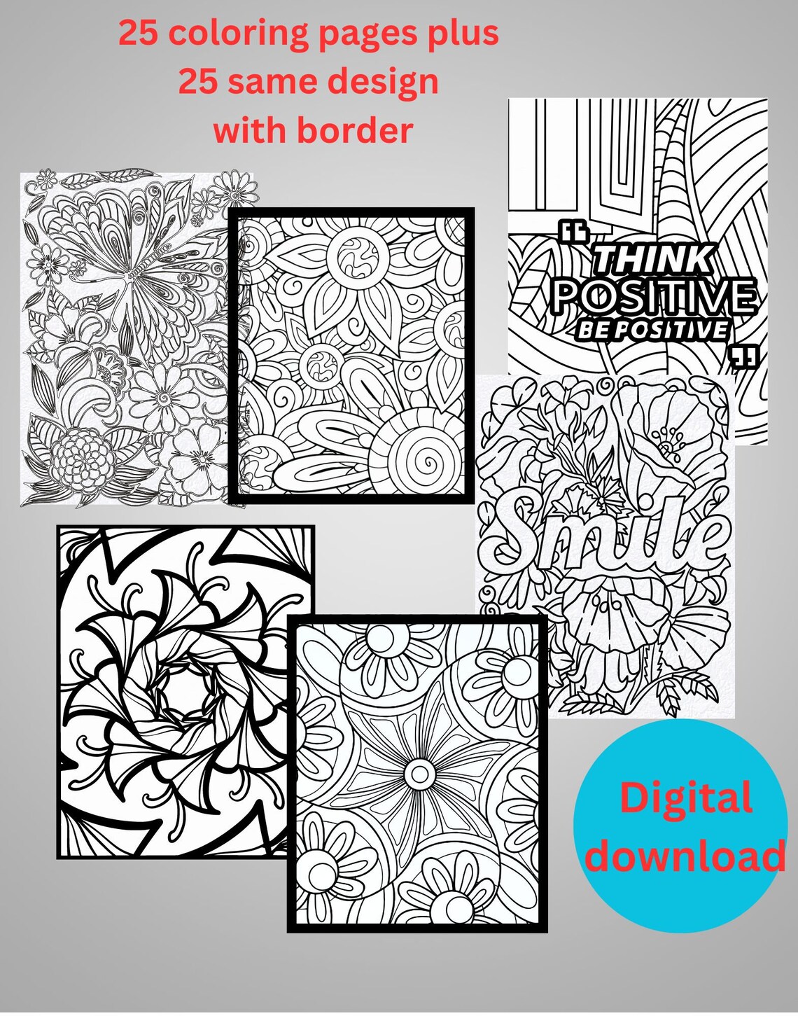 Mindfulness Printable Coloring Book, Intricate Adult and Teenage ...