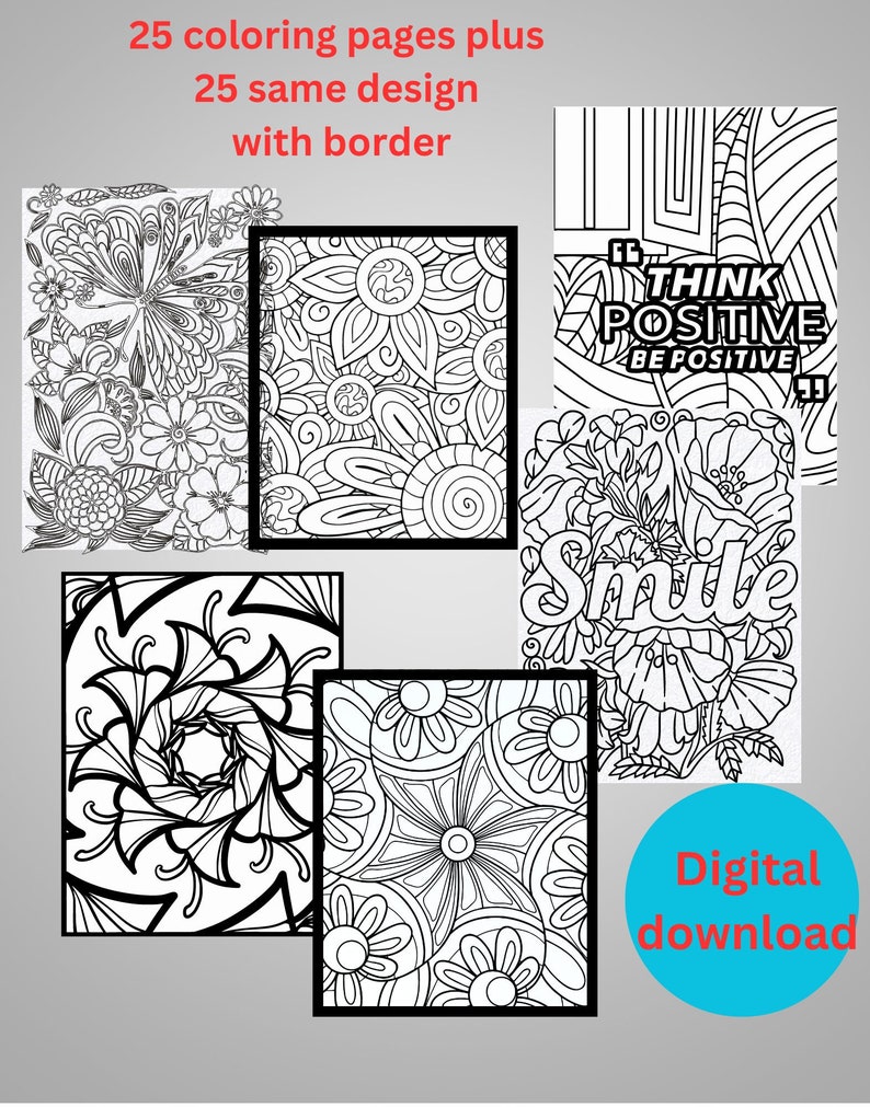 Mindfulness Printable Coloring Book, Intricate Adult and Teenage ...