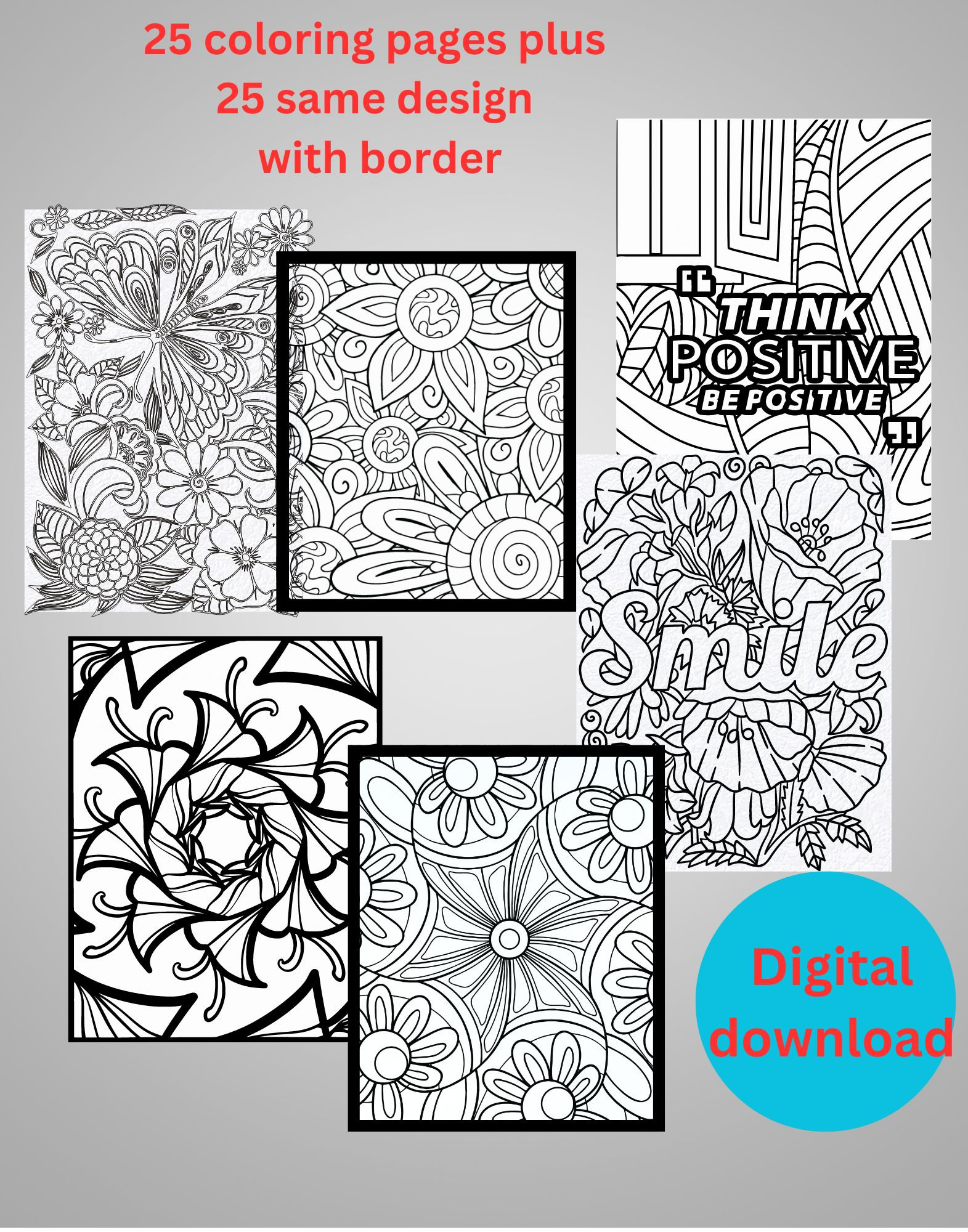 Mindfulness Printable Coloring Book, Intricate Adult and Teenage ...