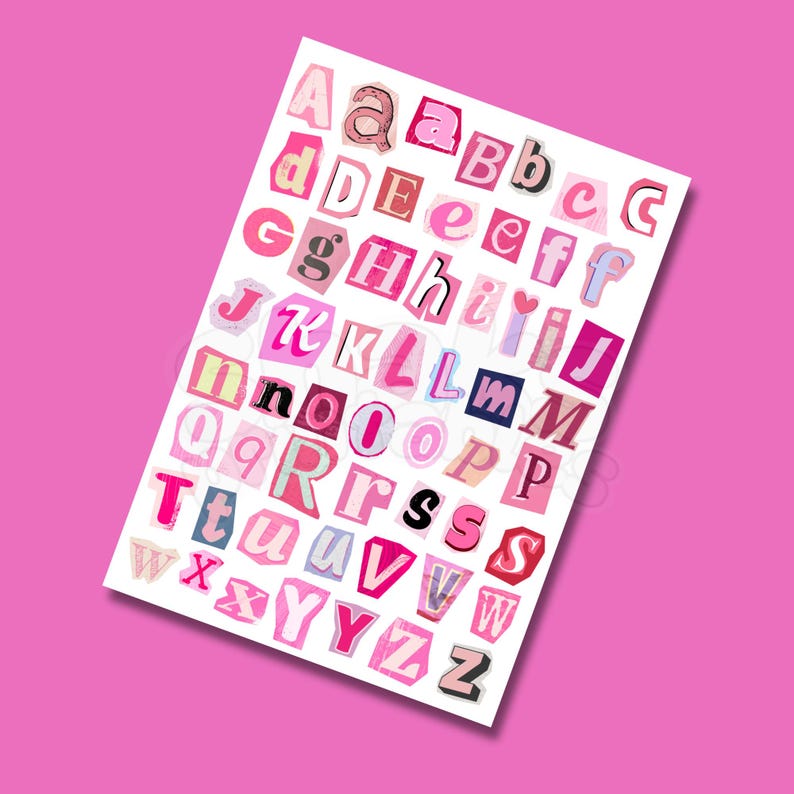 PINK MAGAZINE LETTERS | Printable Journal Stickers - Etsy