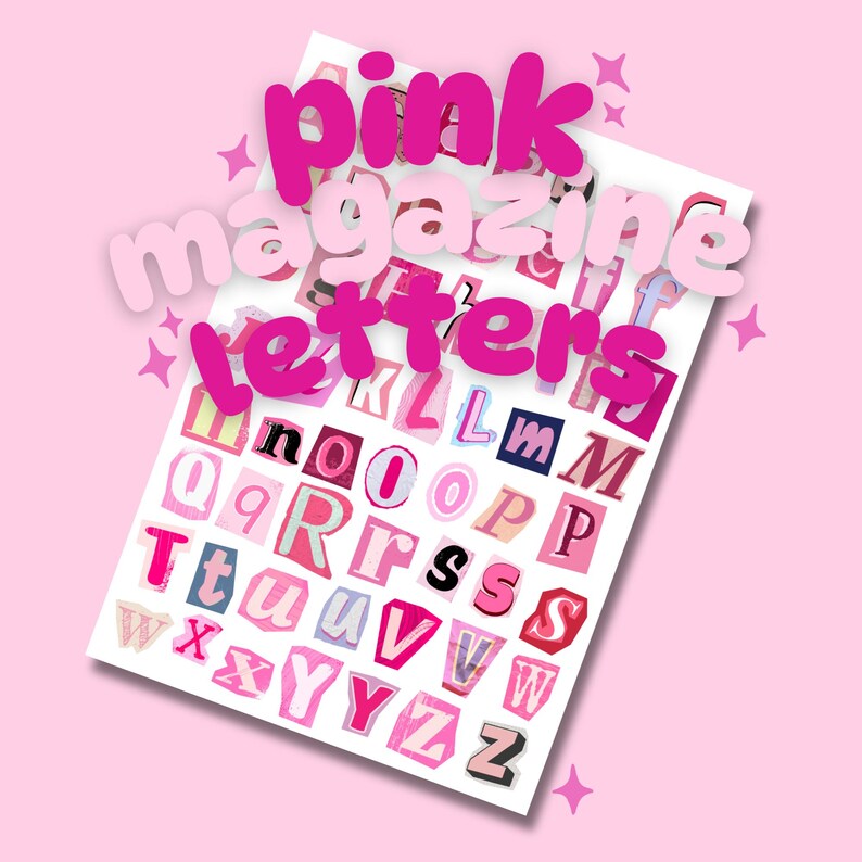 PINK MAGAZINE LETTERS | Printable Journal Stickers - Etsy