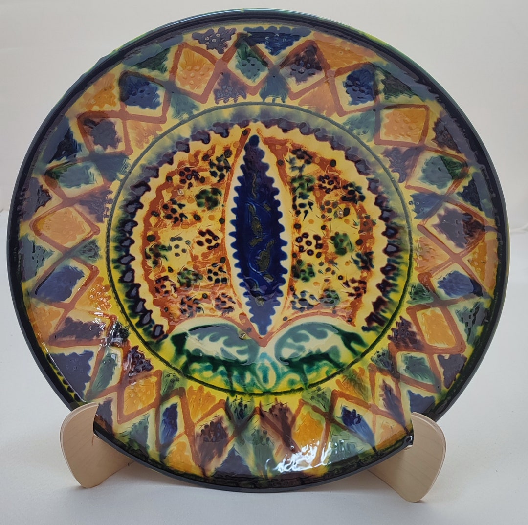 Handmade Uzbek Ceramic Plate Floral Design Hand Painted Uzbek Lagan ...