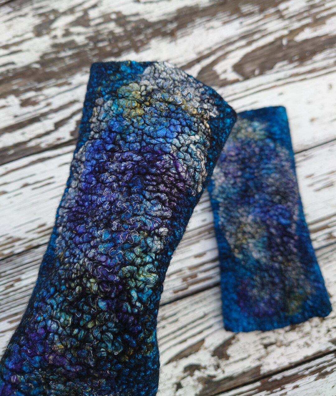 Hand Felted Mittens, Felt Fingerless Gloves, Blue, Wool Arm Warmers - Etsy