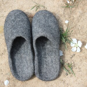 Felted Wool Slippers Charcoal Grey Handmade Home Shoes Man Slippers - Etsy