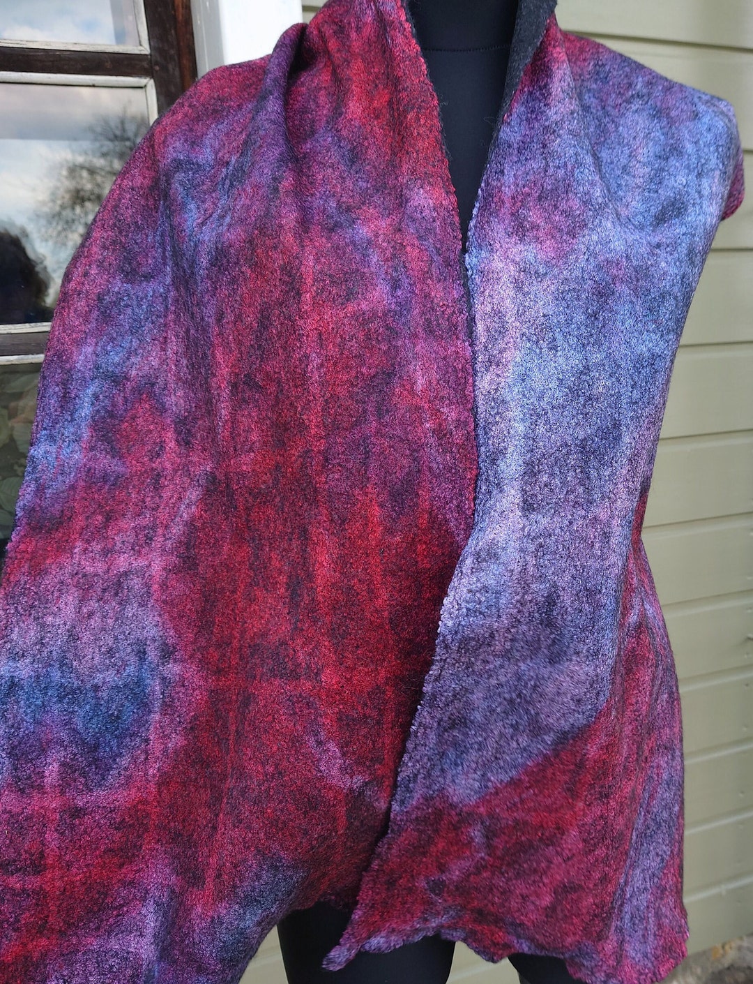 Silk Wool Scarf Nuno Felt Scarf Felted Wrap Hand Felted Shawl - Etsy