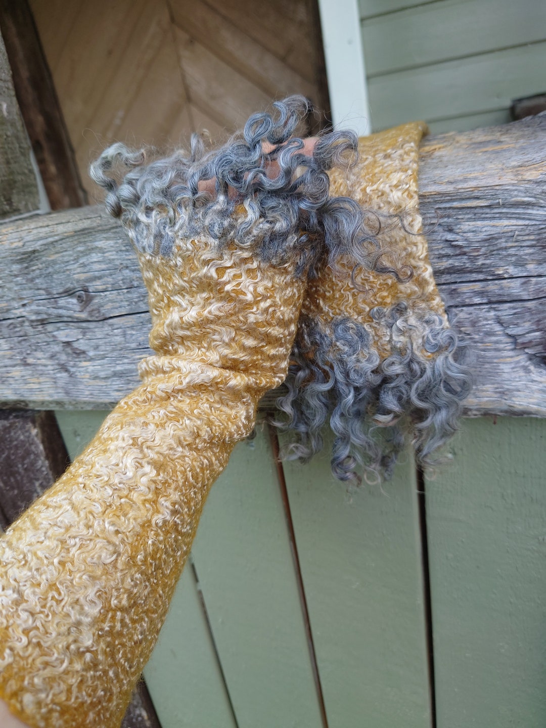 Long Wool Fingerless Gloves, Felted Arm Warmers, Felt Wool Accessory ...